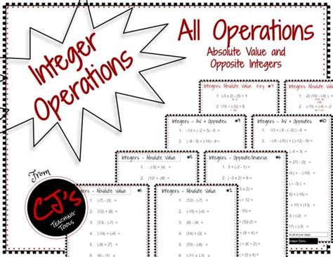 Integers Absolute Value And Opposite Integers Task Cards Tpt