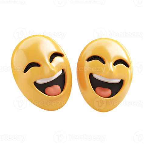 Vibrant Theater Masks Emoji Symbols Conveying Joyful Emotions And