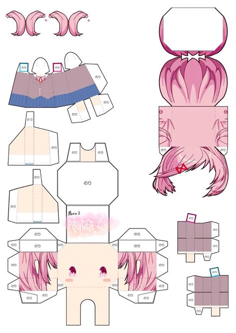 Natsuki Ddlc Papercraft Paper Doll Template Paper Craft Tutorials