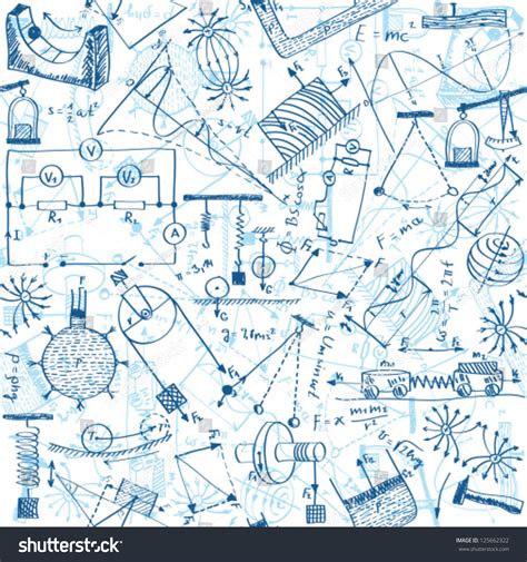 Seamless Pattern Background Illustration Physics Drawings Stock Vector Royalty Free
