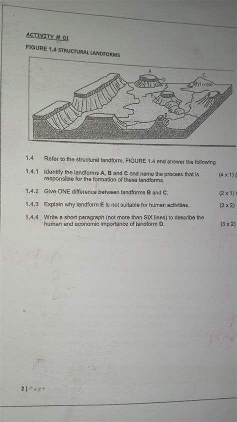 14 Refer To The Structural Landform Figure 14 And Answer The Following