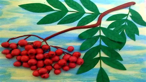 Рябина из пластилина и цветной бумаги Простая поделка для детей Youtube