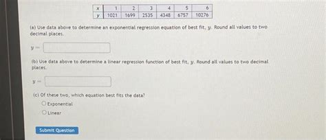 Solved A Use Data Above To Determine An Exponential
