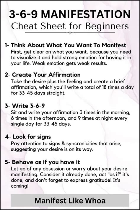 3 6 9 Manifestation Cheat Sheet For Beginners