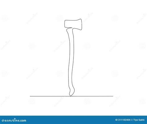 Continuous Line Drawing Of Axe One Line Of Axe Hatchet Continuous Line Art Editable Outline