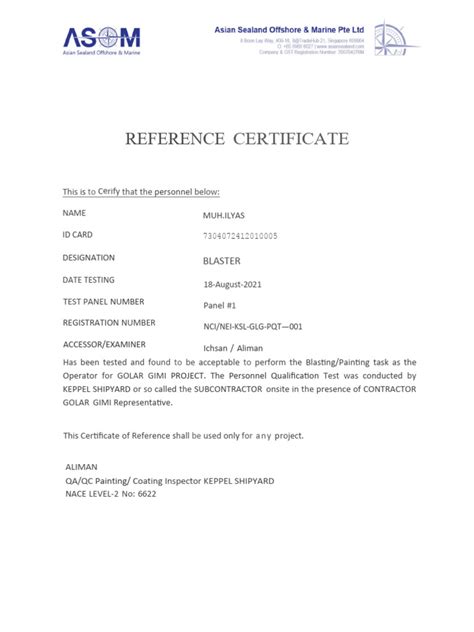 Reference Certificate Pdf