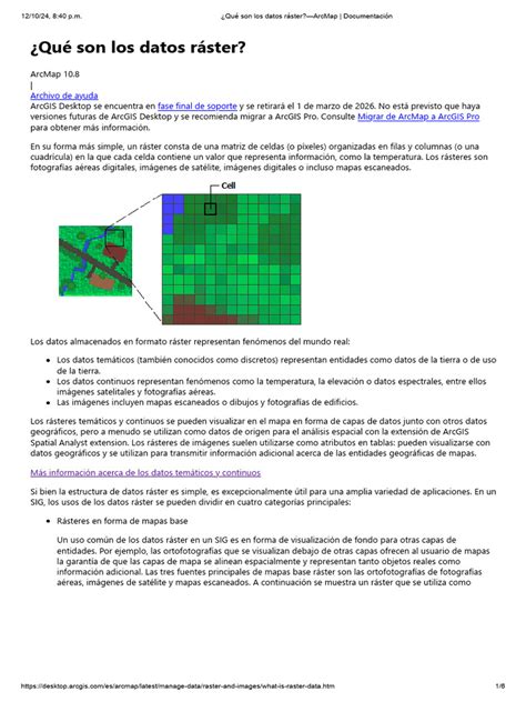 ¿qué Son Los Datos Ráster —arcmap Documentación Pdf