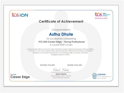 Tcs Tcsion Tcsioncareeredge Astha Dhote