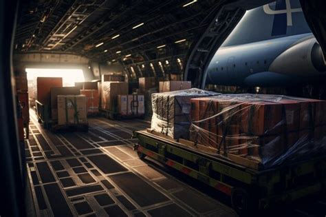 Premium Photo Loading The Container In An Airplane Cargo Is Illustrated