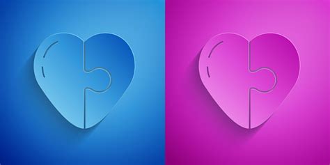 파란색과 보라색 배경에 격리 된 용지 컷 하트 아이콘 로맨틱 한 기호 연결 가입 열정과 결혼식 발렌타인 데이 기호 종이 아트 스타일 벡터 개념에 대한 스톡 벡터 아트 및