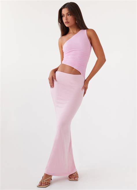 Seranella One Shoulder Maxi Dress Pink Peppermayo