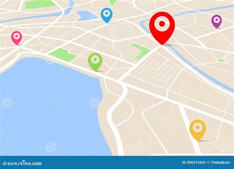 3d Top View Of A Map With Destination Location Point 008 Stock Vector Illustration Of Guidance