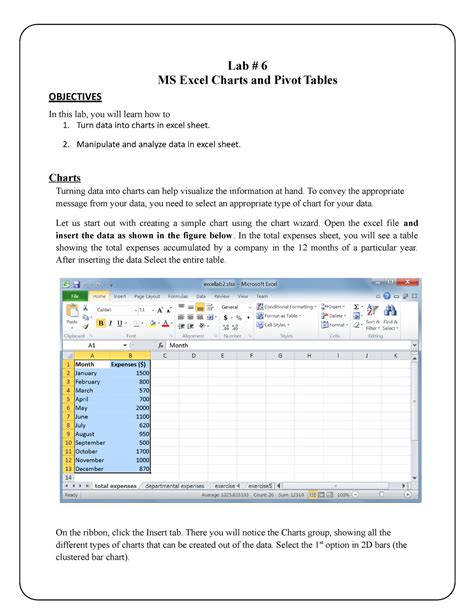 Ict Lab06 Introduction To Ms Excel Ii Lab 6 Ms Excel Charts And Pivot Tables Objectives In