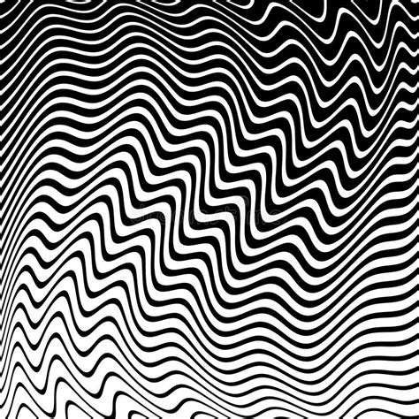 Wavy Lines Pattern With 3d Illusion And Motion Effect Black And White Texture Stock Vector