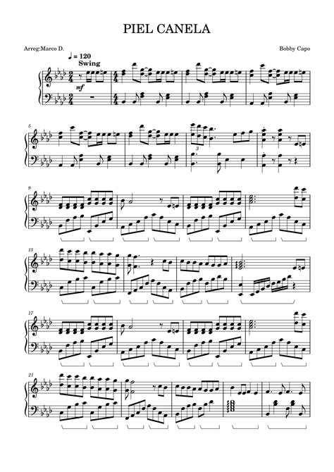 Piel Canela Arr Marco D By Bobby Capo Sheet Music For Piano Solo At