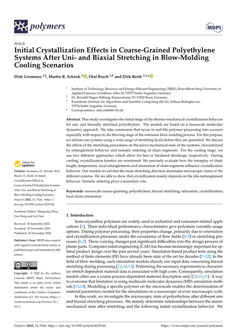 Pdf Initial Crystallization Effects In Coarse Grained Polyethylene Systems After Uni And