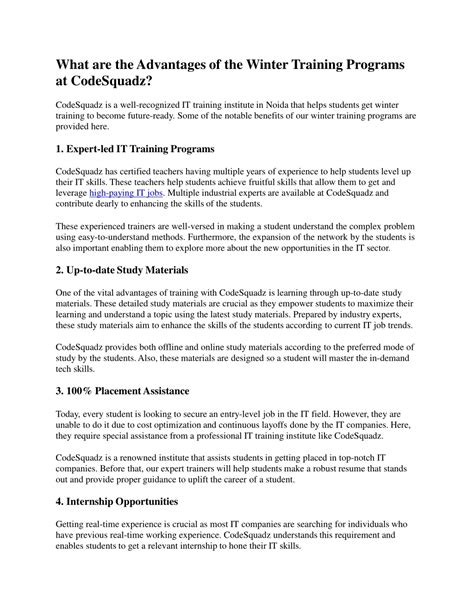 Ppt Why Join The Winter Training Programs At Codesquadz 1