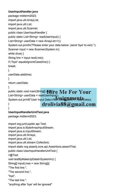 Userinputhandlerjava Package Midterm2023 Import Javautilpdf