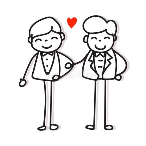 Same Sex Couple Lgbt Love Hand Drawing Cartoon Character Gay Pride