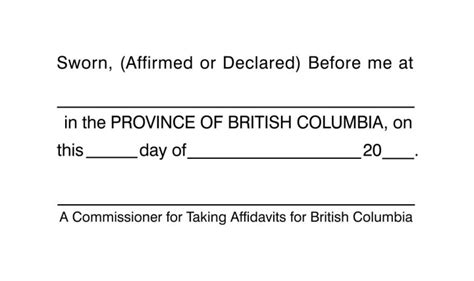 Commissioner For Affidavits Statutory Declaration Stamp Bc