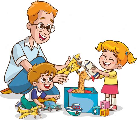 Papás Jugando Con Niñospadres Jugando Con Sus Hijos Vector Premium