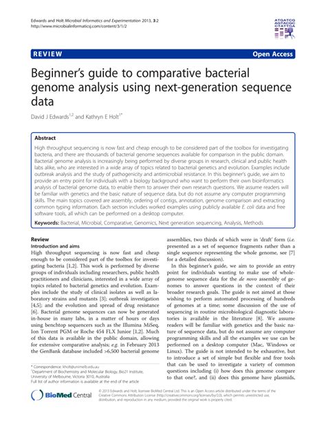 Pdf Beginners Guide To Comparative Bacterial Genome Analysis Using