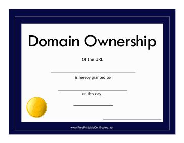 Domain Certificate Printable Certificate