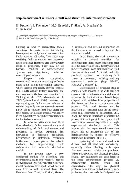 Pdf Implementation Of Multi Scale Fault Zone Structures Into Reservoir Models