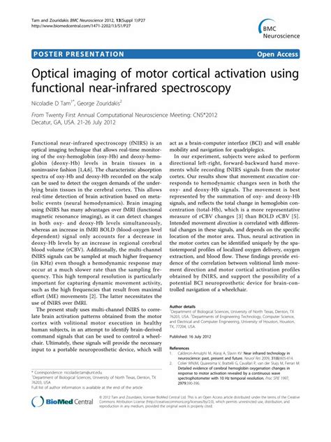Pdf Optical Imaging Of Motor Cortical Activation Using Functional
