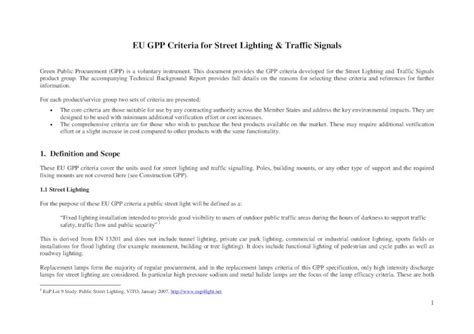 Pdf Eu Gpp Criteria For Street Lighting And Traffic Signalsec Europa Eu Environment Gpp Pdf