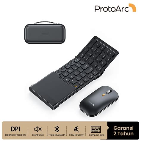 Jual Protoarc Xkm01 Mini Foldable Keyboard Lipat And Mouse Wireless Triple Bluetooth Combo