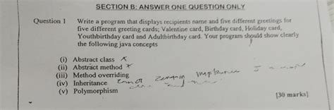 Solved Section B Answer One Question Only Question 1 Write