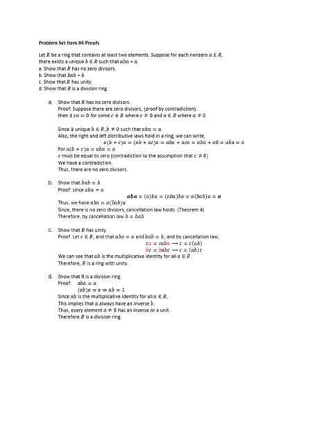 Problem Set Item 4 Proofs Pdf