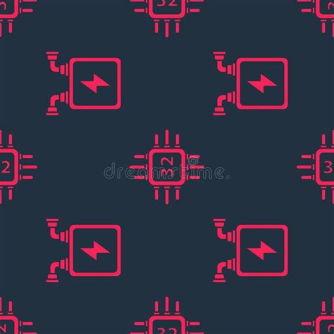 Set Electric Transformer And Processor With Microcircuits Cpu On Seamless Pattern Vector Stock