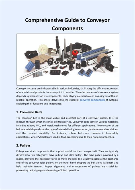 Ppt Comprehensive Guide To Conveyor Components Powerpoint