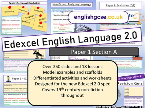 Edexcel English Language 2 0 Paper 1 Teaching Resources