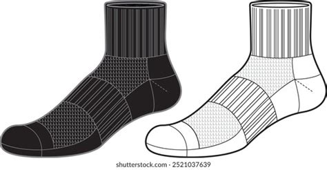 Socks Tech Pack Template Flat Sketch Stock Vector Royalty Free