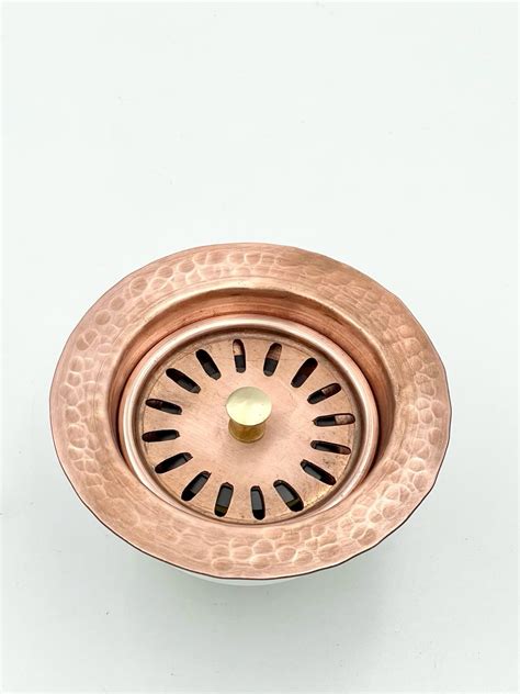 Hammered Copper Sink Drain Standard 3 1 2” Sink Unlacquered Brass