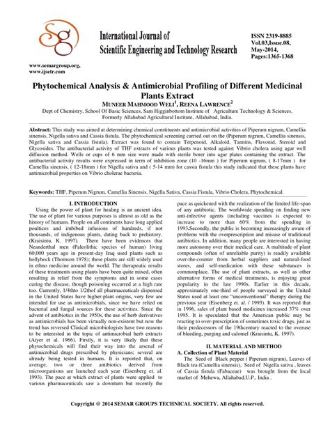 Pdf Phytochemical Analysis And Antimicrobial Profiling Of Different Medicinal Plants Extract