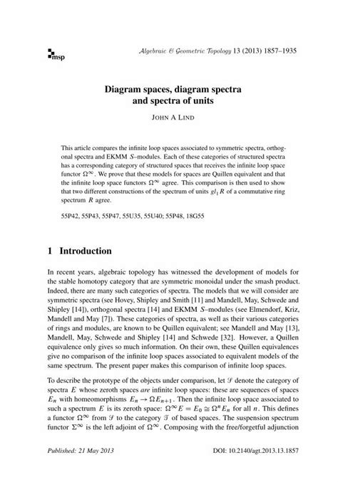 Pdf Diagram Spaces Diagram Spectra And Spectra Of Unitsjlind Diagramspaces Pdf · E1 Ring
