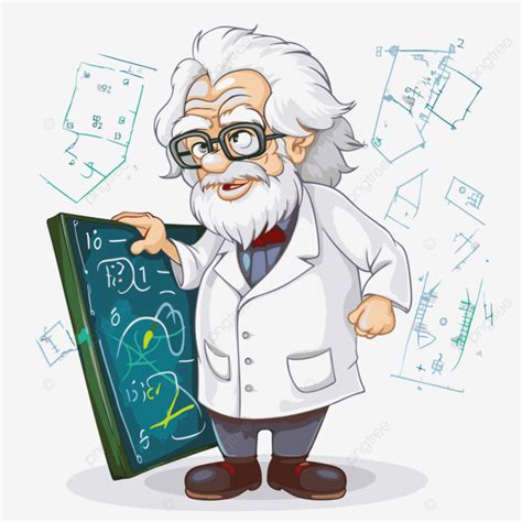 St Math Vector Sticker Clipart An Old Scientist With A Chalk Board