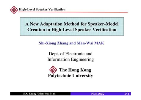 [ppt] A New Adaptation Method For Speaker Model Model A New Adaptation Powerpoint
