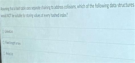 Solved Assuming That A Hash Table Uses Separate Chaining To