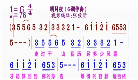 【张效贤爱音乐】《明月夜》动态简谱g调伴奏 超过2万粉丝1万作品在等你音乐视频 免费在线观看 爱奇艺