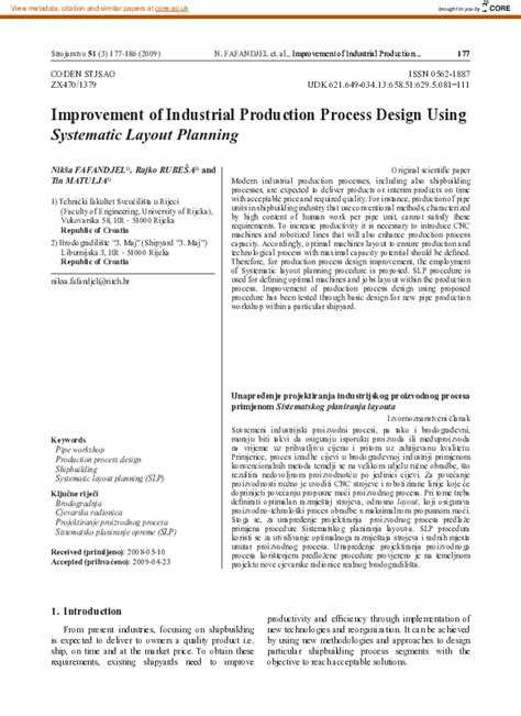 Pdf Improvement Of Industrial Production Process Design Using Systematic Layout Planning