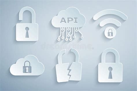 set broken or cracked lock wifi locked cloud computing lock api