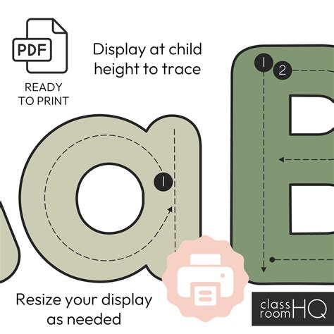 Retro Vintage Class Decor Traceable Letter Alphabet Display Hazy Daisy