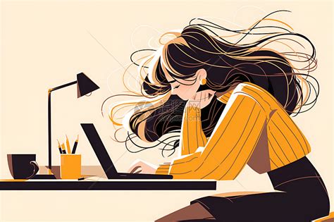 轻松工作中的女性插画图片下载 正版图片601247043 摄图网