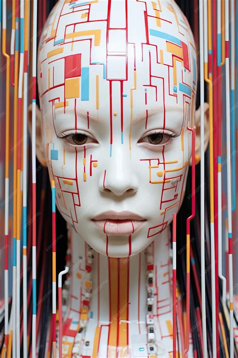 Premium Ai Image A Woman With A Circuit Board Pattern On Her Face