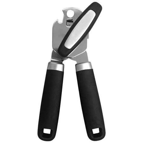 Can Opener Stainless Steel Bottle Opener With Soft Touch Handle Black
